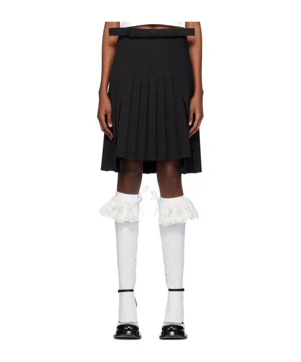 SHUSHU/TONG Knife-pleated Skirt With Bow Detail