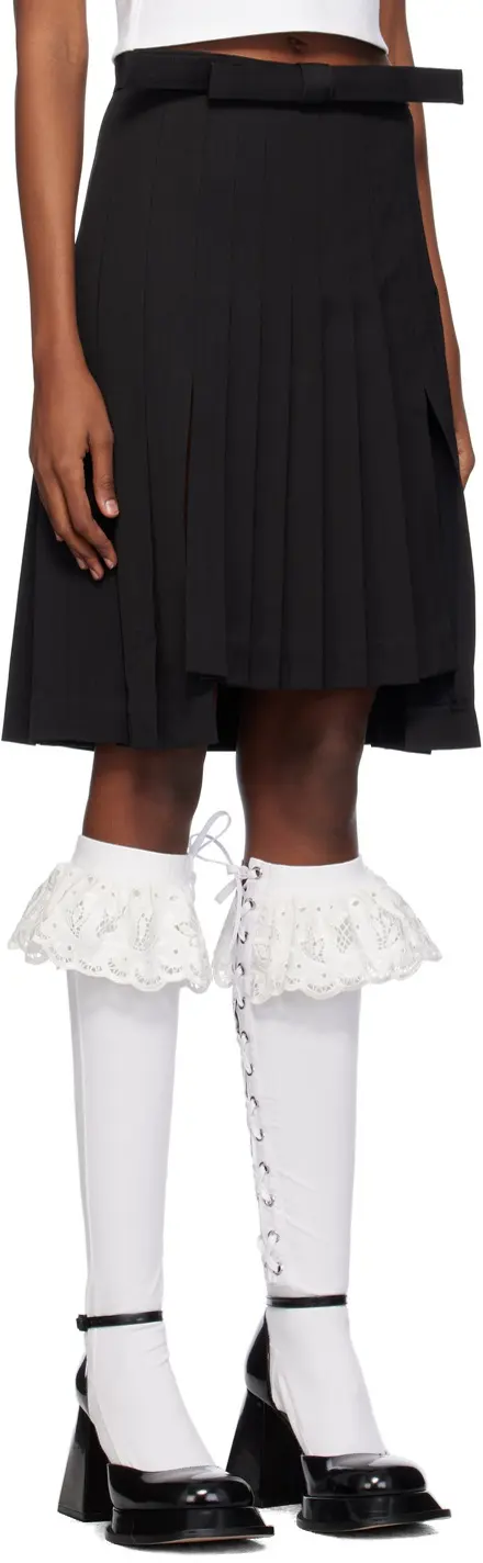 SHUSHU/TONG Knife-pleated Skirt With Bow Detail