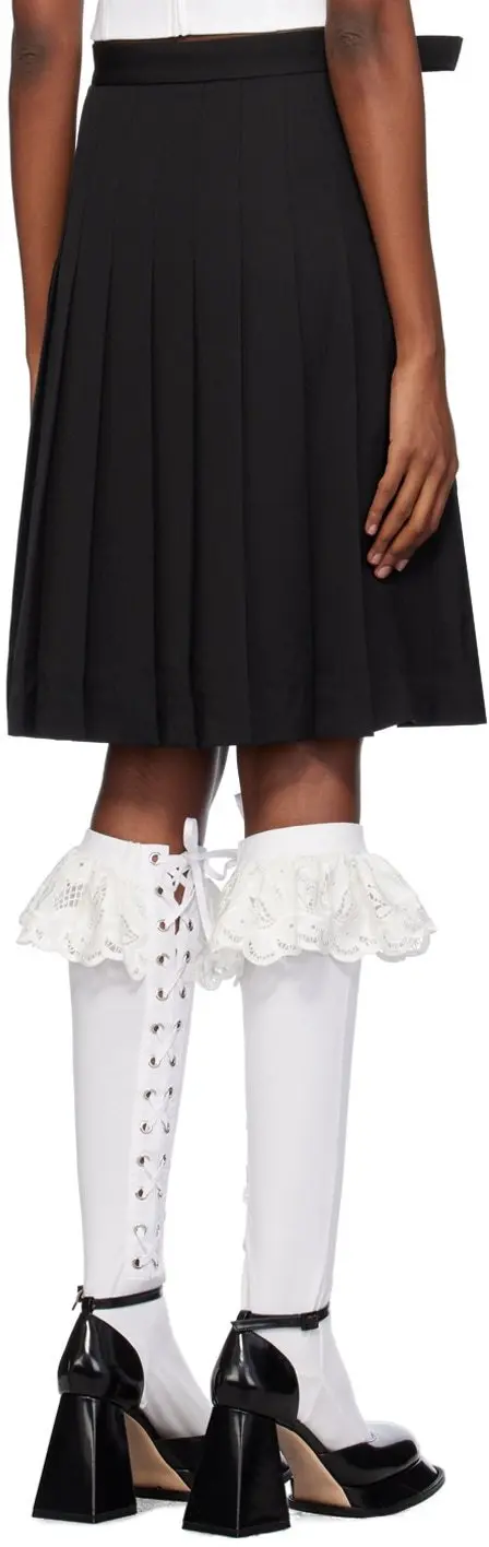 SHUSHU/TONG Knife-pleated Skirt With Bow Detail