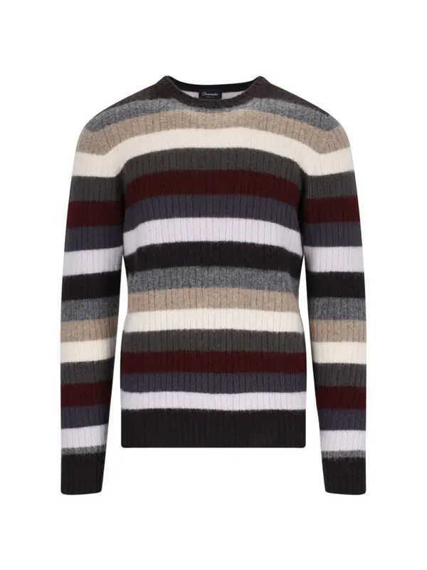 DRUMOHR Striped Ribbed Knit Top - Black
