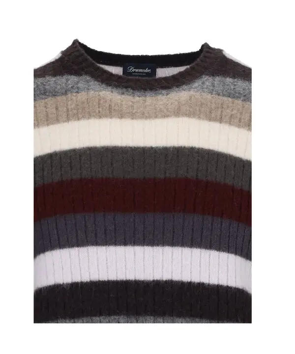 DRUMOHR Striped Ribbed Knit Top - Black