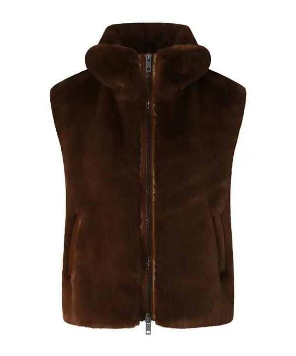 Pinko Faux Fur Zip-up Vest - Brown