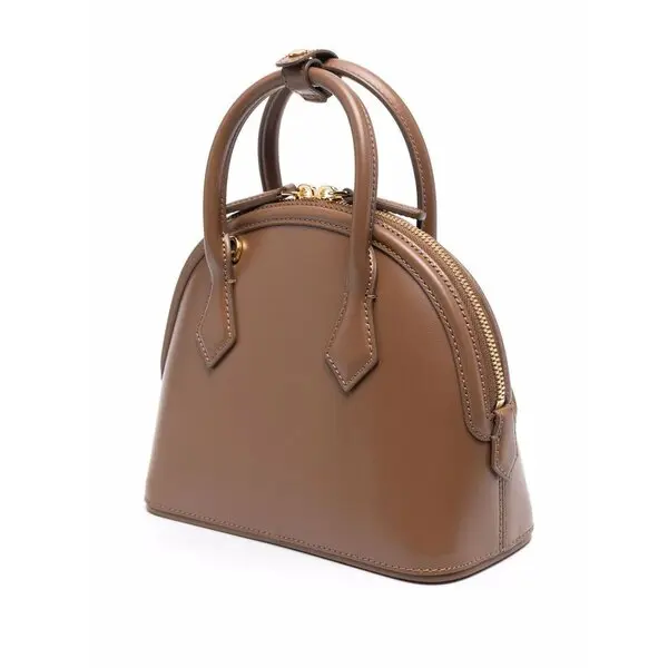 Mcm Calf Leather Logo Tote Bag - Brown