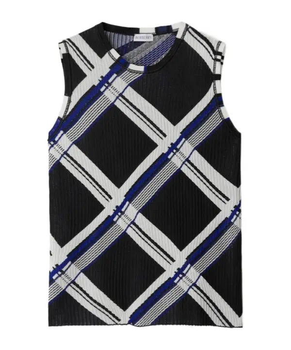 Burberry Checked Silk Knitted Vest - Black