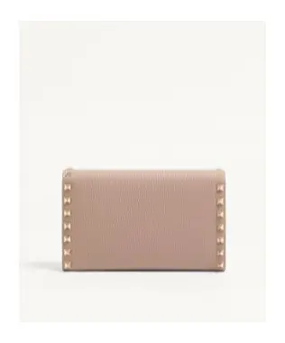 Valentino Garavani Rockstud Foldover Top Wallet - Nude