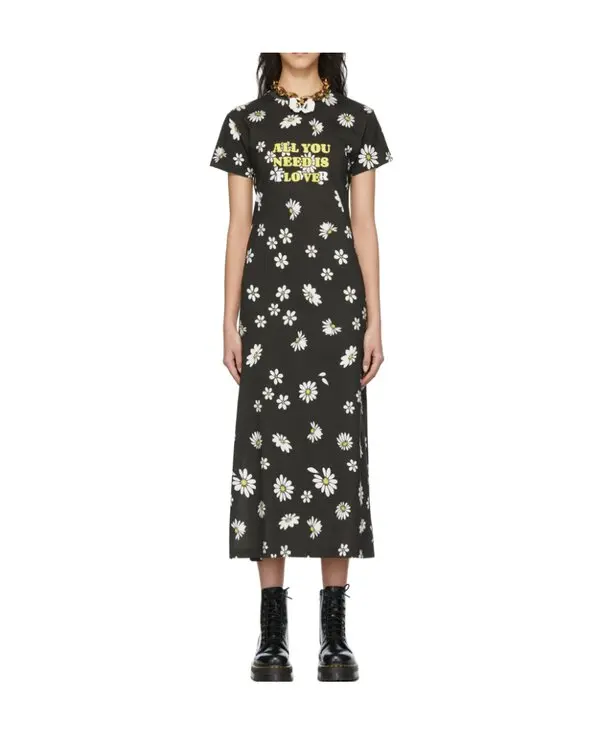 Rabanne Short Sleeve Floral Print Maxi Dress