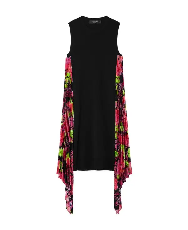 Versace Sleeveless Round Neck Orchid Print Dress