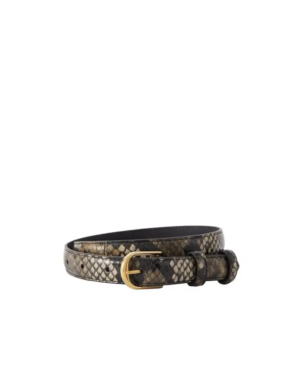 NILI LOTAN Jane Snakeskin Leather Belt - Black