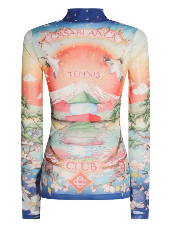 Casablanca Long-sleeved High-neck Graphic Print Top