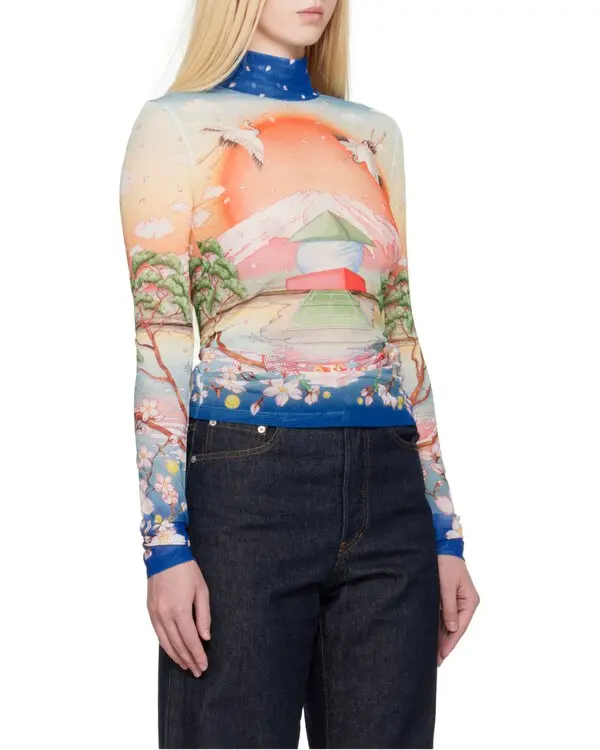 Casablanca Long-sleeved High-neck Graphic Print Top