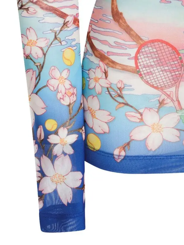 Casablanca Long-sleeved High-neck Graphic Print Top
