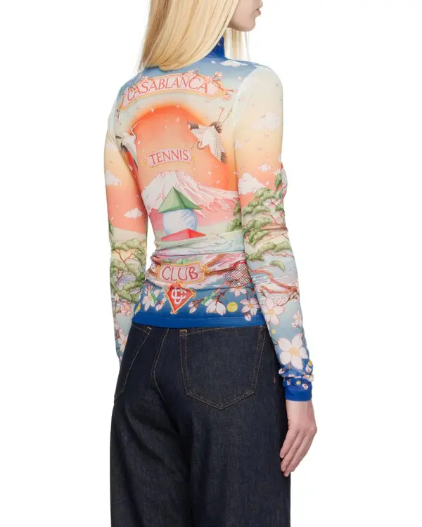 Casablanca Long-sleeved High-neck Graphic Print Top