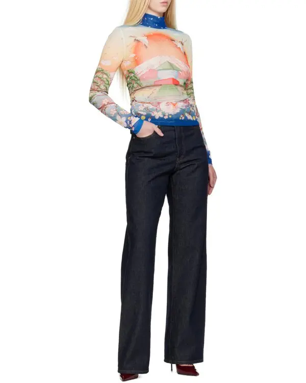 Casablanca Long-sleeved High-neck Graphic Print Top