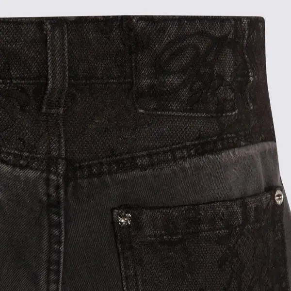 Blumarine Wide Leg Jeans With Lace Details