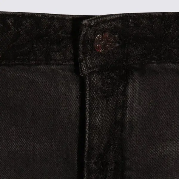 Blumarine Wide Leg Jeans With Lace Details