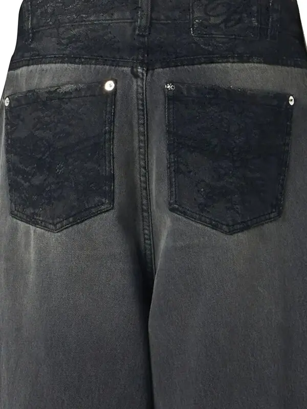 Blumarine Wide Leg Jeans With Lace Details