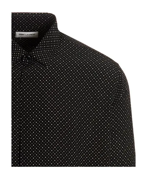 Saint Laurent Polka-dot Long-sleeve Silk Shirt