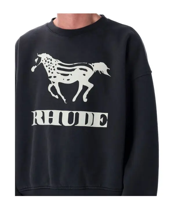 Rhude Dinero Graphic Crewneck Sweatshirt - Black