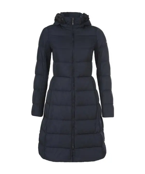 Emporio Armani Long Down Jacket With Hood - Black
