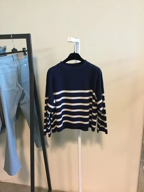 Max Mara Striped Crewneck Sweater - Black