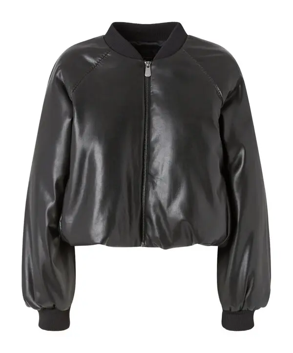 Pinko Brodo" Leather-effect Bomber Jacket - Nero Limousine