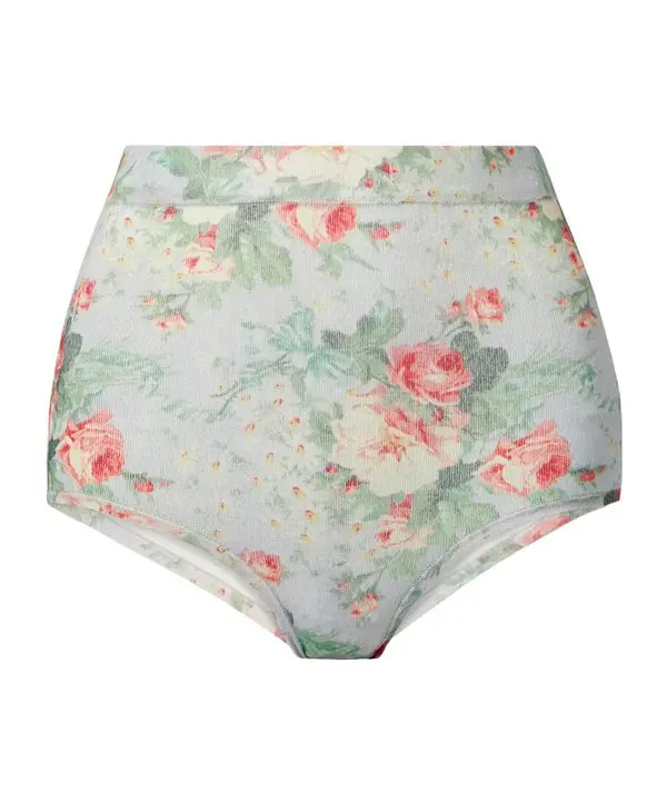 Simone Rocha Floral-print Stretch-knit Shorts - Gray