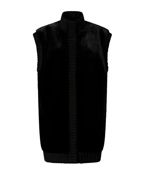 Pinko Sleeveless Stand Collar Coat - Black
