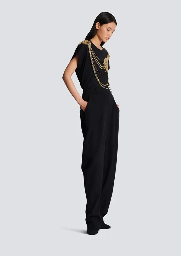 Balmain High Waist Baggy Trousers