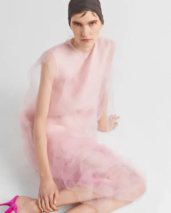 Prada Sleeveless Technical Voile Dress