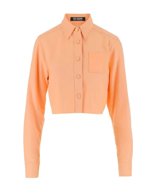 Raf Simons Cropped Shirt With Frayed Hem - Pink