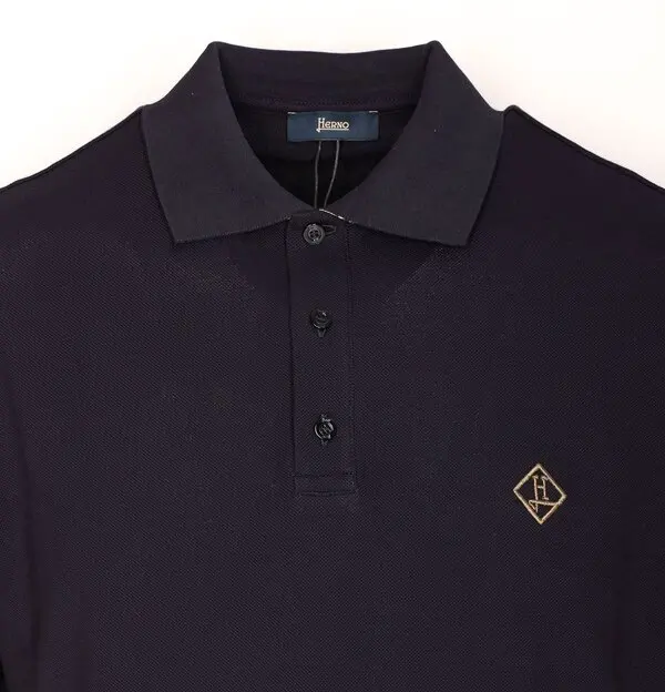 Herno Logo Embroidered Basic Polo Shirt - Black
