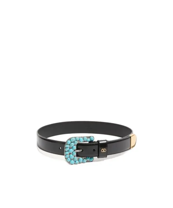Valentino Garavani Vlogo Signature Brushed Calfskin Belt 30 Mm - Black