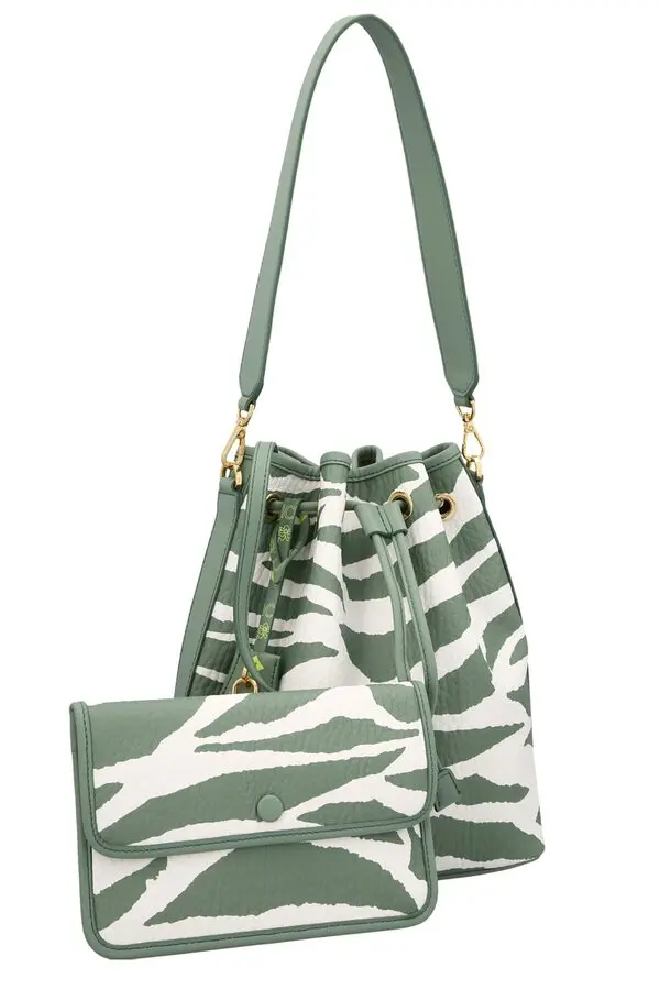 Mcm Dessau Zebra Printed Medium Bucket Bag - Green