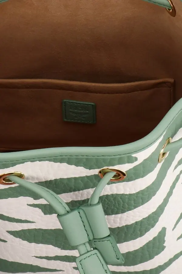 Mcm Dessau Zebra Printed Medium Bucket Bag - Green