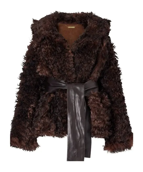 Nour Hammour Belted Shearling Coat