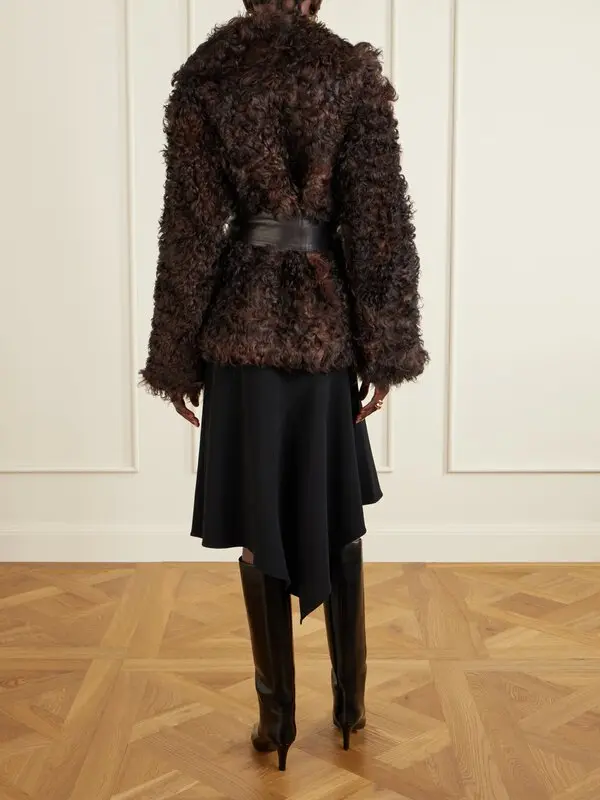 Nour Hammour Belted Shearling Coat
