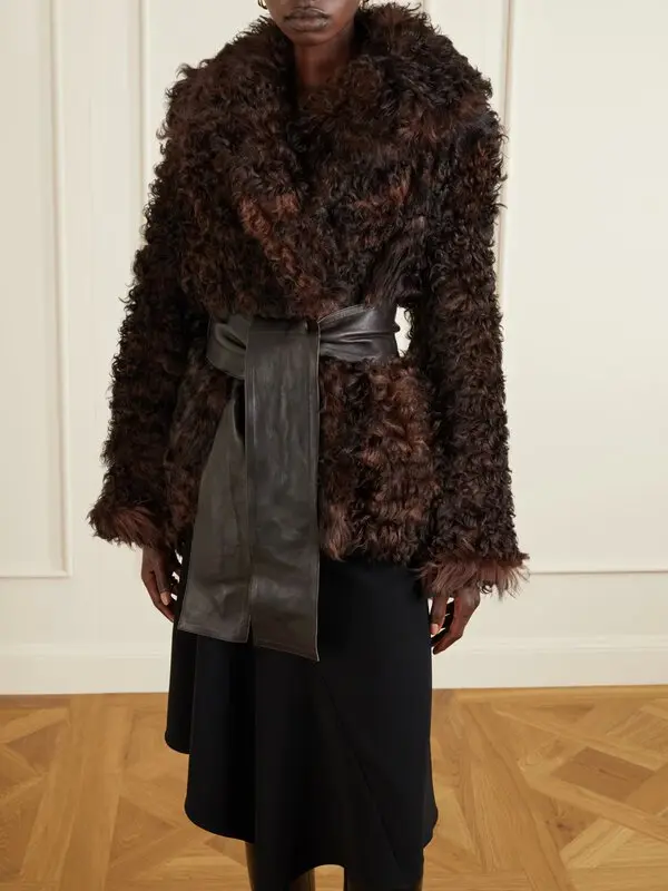Nour Hammour Belted Shearling Coat