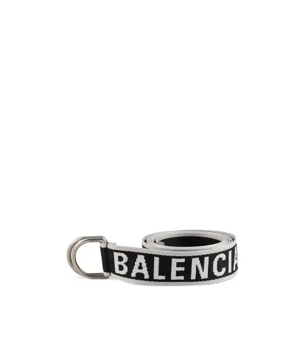 Balenciaga D Ring Logo Jacquard Belt - Black