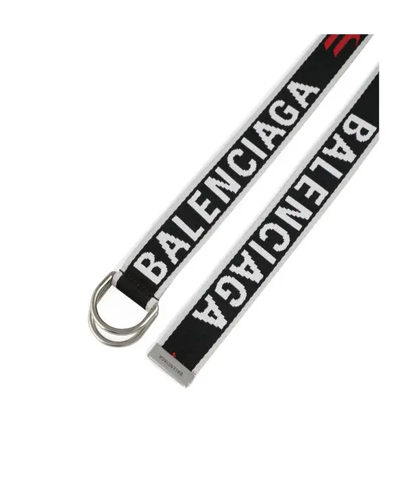 Balenciaga D Ring Logo Jacquard Belt - Black
