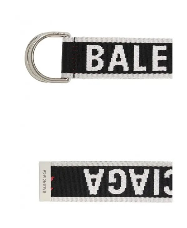 Balenciaga D Ring Logo Jacquard Belt - Black
