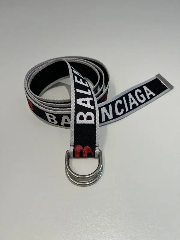 Balenciaga D Ring Logo Jacquard Belt - Black