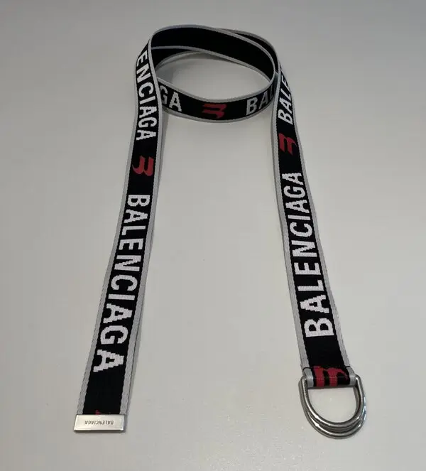 Balenciaga D Ring Logo Jacquard Belt - Black