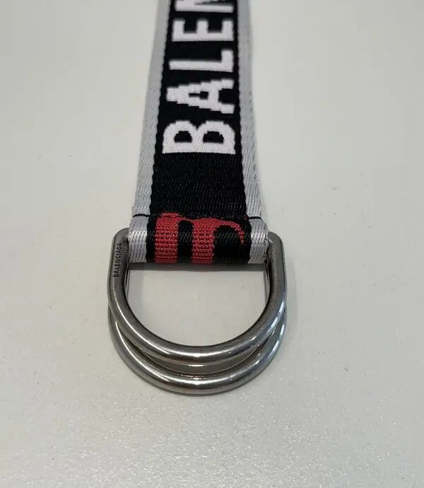 Balenciaga D Ring Logo Jacquard Belt - Black