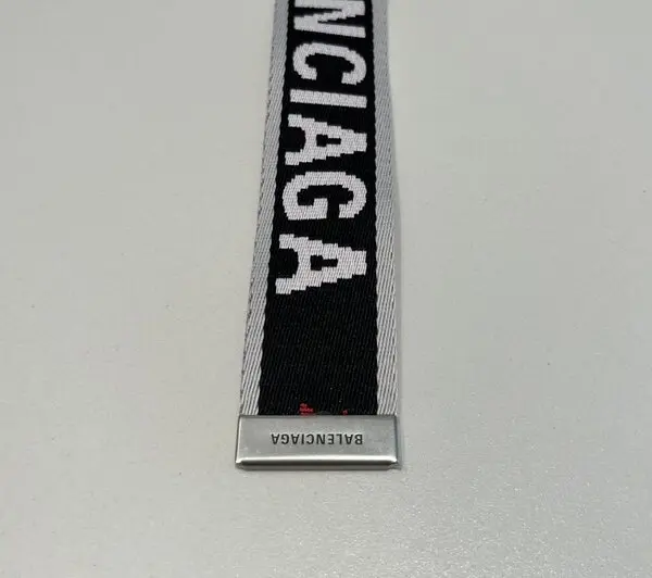 Balenciaga D Ring Logo Jacquard Belt - Black