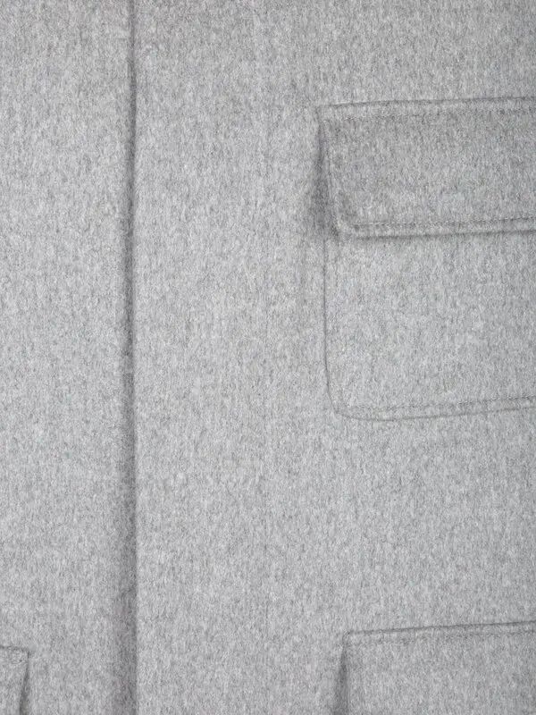 LARDINI Contrast-collar Wool Shirt Jacket - Gray