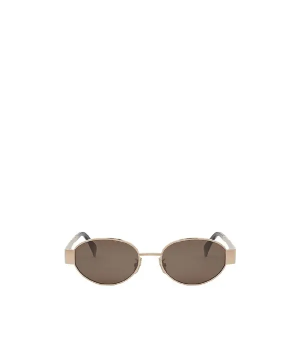 Celine Oval Frame Sunglasses With Logo Pattern - Brown