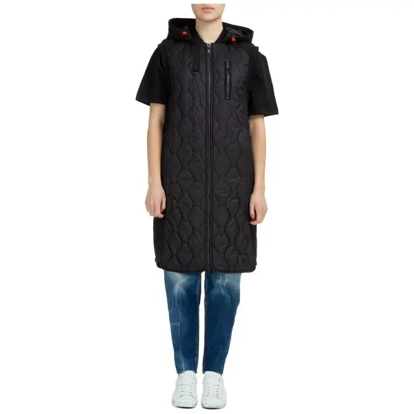 Moose Knuckles Sleeveless Quilted Vest With Drawstring Hood