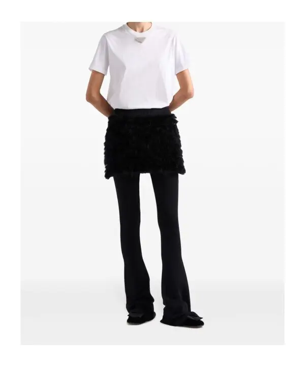 Prada Embellished Triangle Logo Crewneck T-shirt