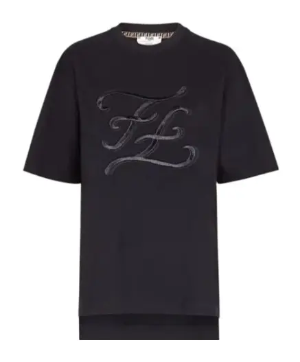 Fendi Ff Embroidered Side Split T-shirt - Black
