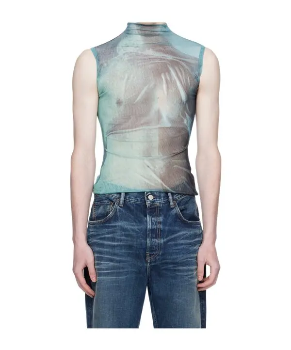 JEAN PAUL GAULTIER Sleeveless Graphic Print Turtleneck